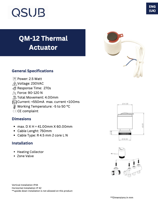 QM-12 Thermal Actuator - QMET Smart Metering Technologies